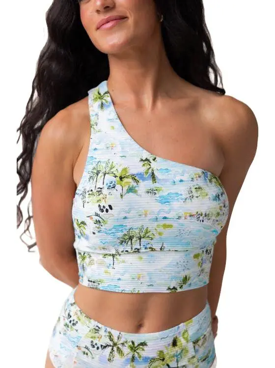 NANI One Shoulder Crop Swim Top - Beach Break