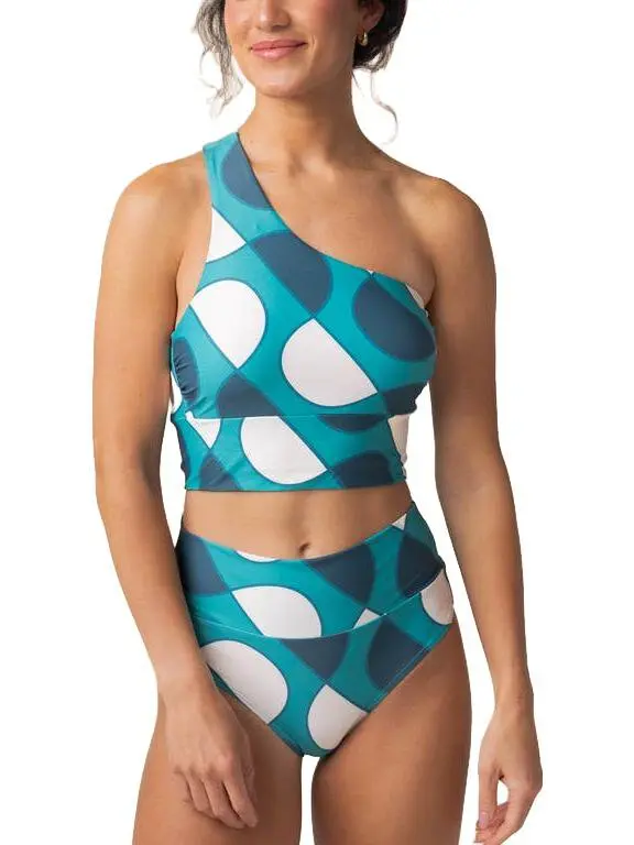 NANI One Shoulder Crop Swim Top - Riptide