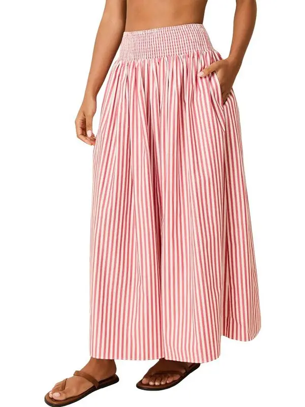 Solid & Striped The Noreen Cotton Maxi Skirt - Lipstick Red