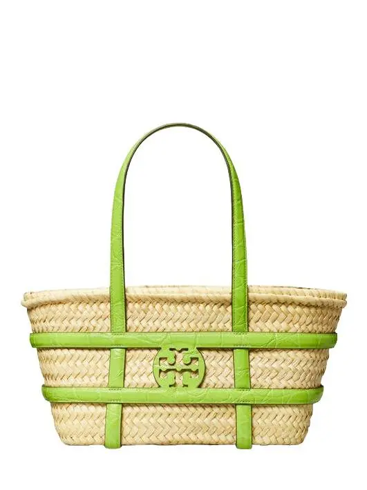 Tory Burch Ella Small Straw Basket Tote - Bright Fern