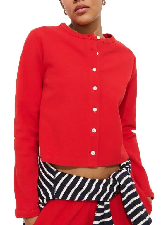 ALEX MILL Coco Sport Stretch Cotton Cardigan - Red