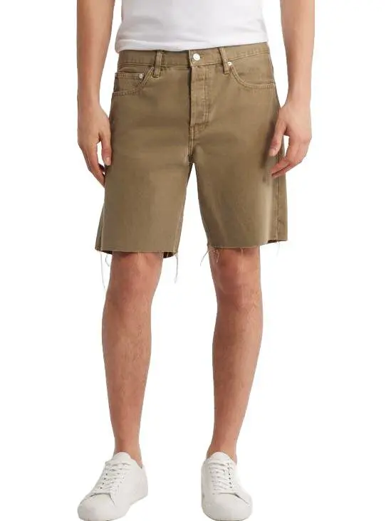 FRAME Raw Hem Relaxed Denim Shorts - Light Brown