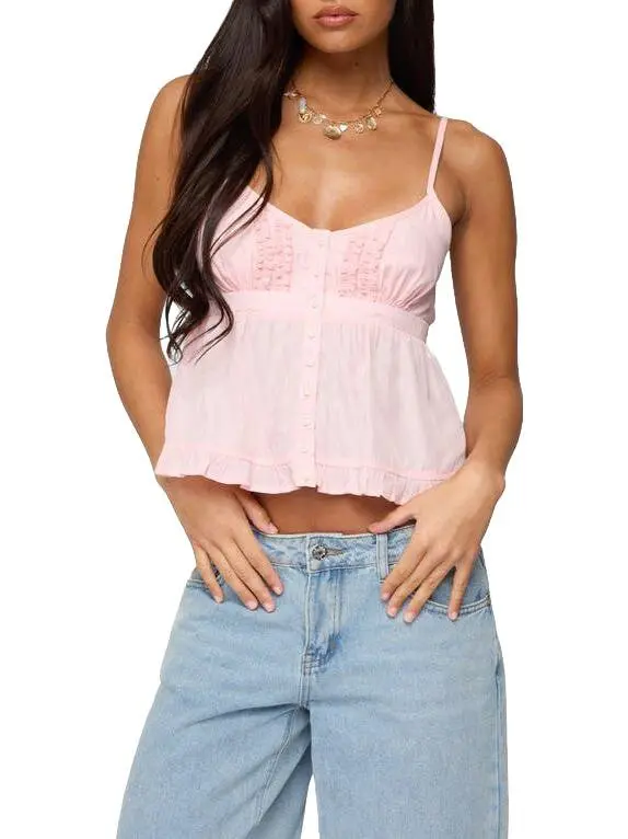 EDIKTED Halsey Ruffle Babydoll Camisole - Light-pink