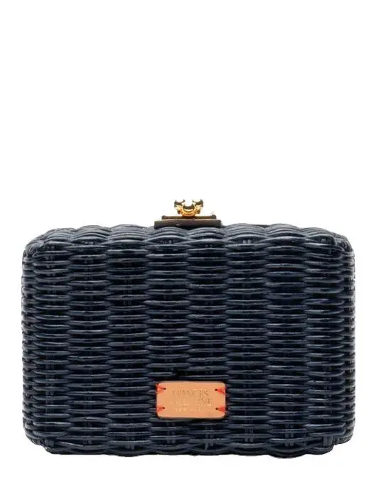 FRANCES VALENTINE Paige Wicker Box Clutch - Navy