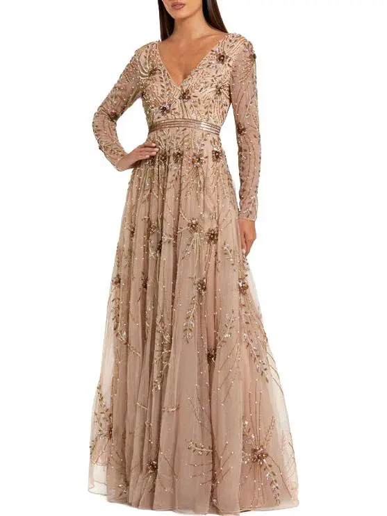 Mac Duggal Embellished A-line Gown - Antique Rose