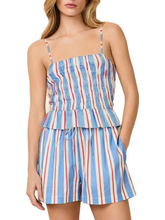 Solid & Striped The Delta Strappy Linen Blend Camisole - Americana Stripe