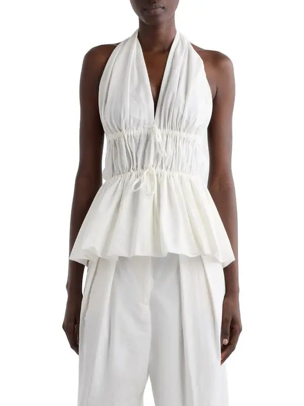 Dries Van Noten Ceana Ruched Halter Top - White