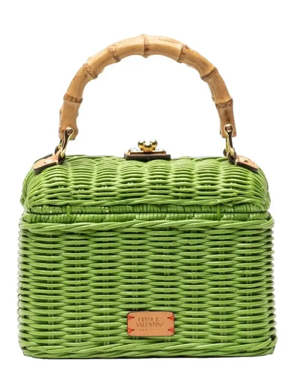 FRANCES VALENTINE Hannah Woven Wicker Lunchbox - Lime Green