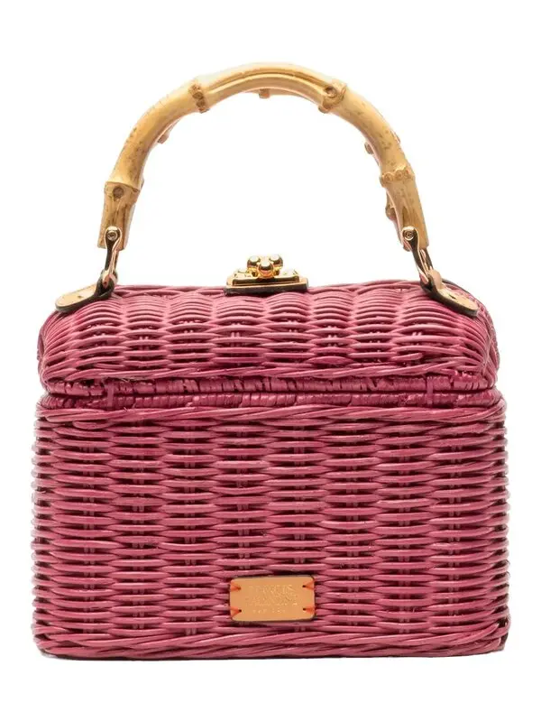 FRANCES VALENTINE Hannah Woven Wicker Lunchbox - Pink