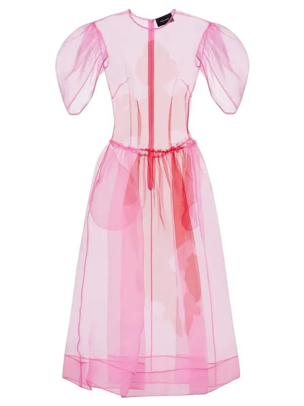 Simone Rocha Printed Organza Midi Dress - Pink
