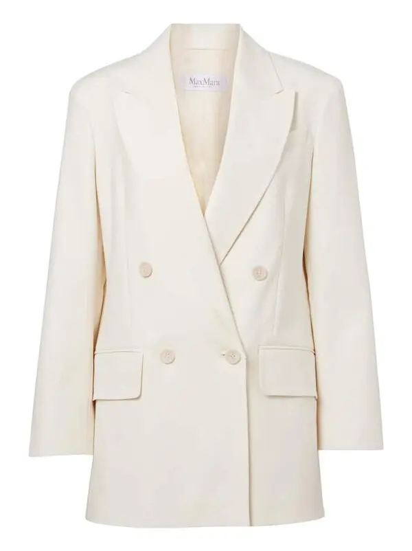 Max Mara Suez Double-breasted Cotton-blend Blazer - White