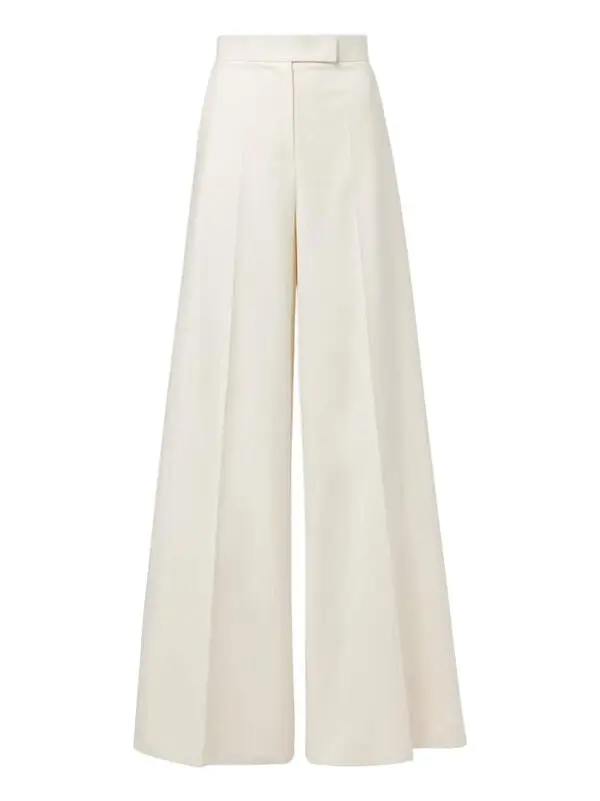 Max Mara Finish Cotton-blend Wide-leg Pants - White