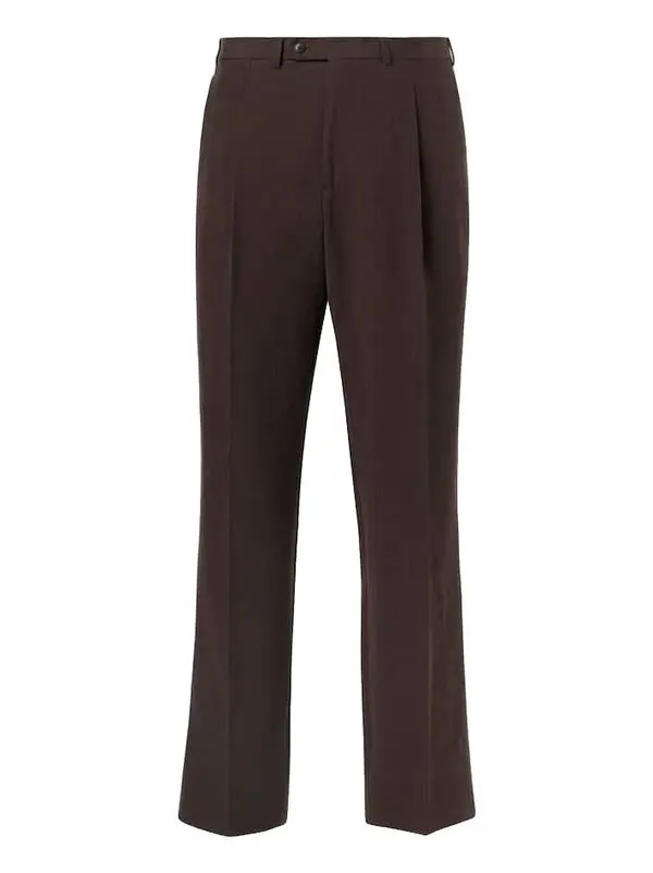 SAMAN AMEL Amo Linen Canvas Suit Trousers - Brown