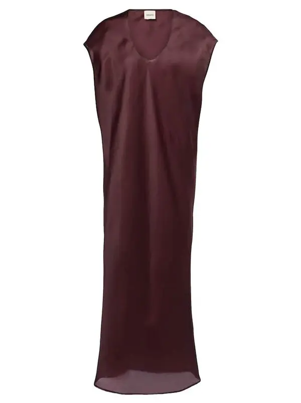 Khaite Darby Silk Organza Maxi Dress - Burgundy