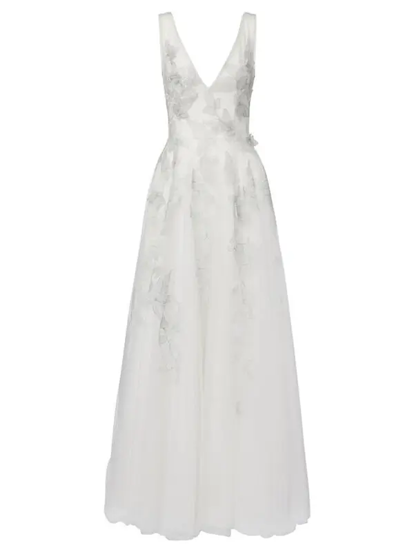 Costarellos Bridal Beaded Tulle Gown - White