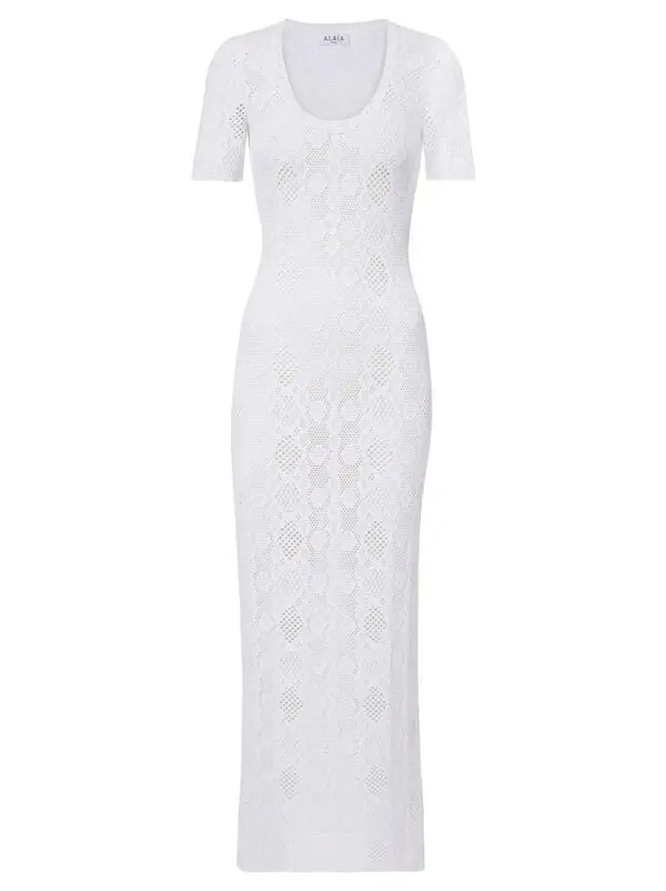 Alaïa Lace Midi Dress - White