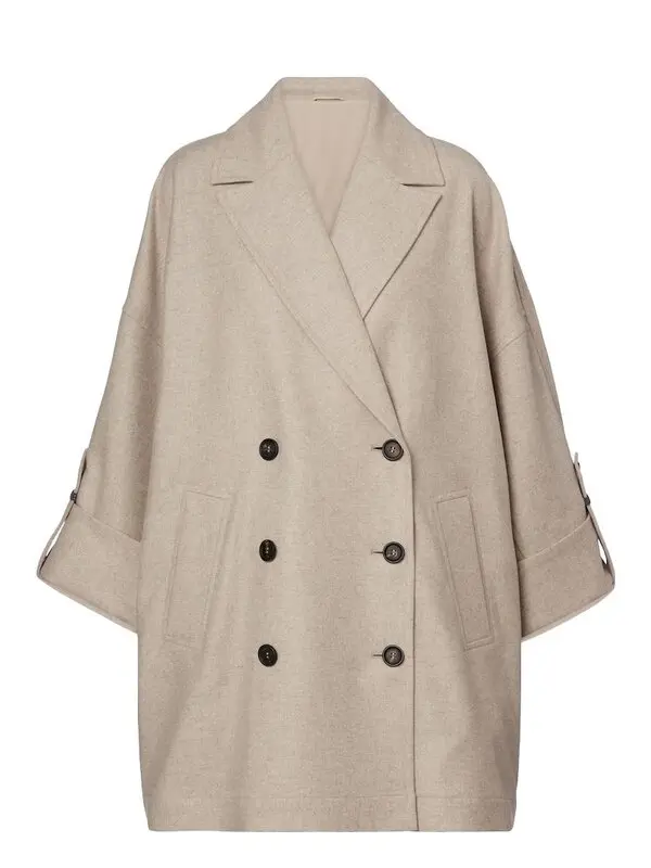 Brunello Cucinelli Oversized Wool Coat - Beige