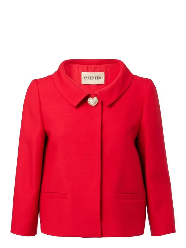 Valentino Garavani Crepe Couture Embellished Blazer - Red