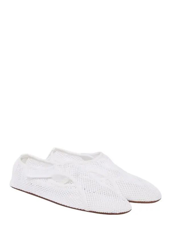 Alaïa Flex Leather-trimmed Mesh Ballet Flats - White