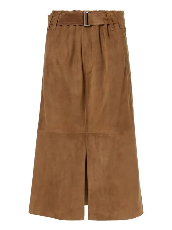 Brunello Cucinelli Suede Midi Skirt - Brown