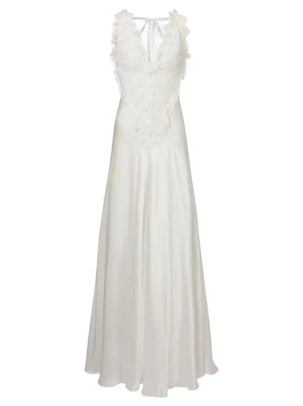 RODARTE Bridal Embellished Silk Satin Gown - White