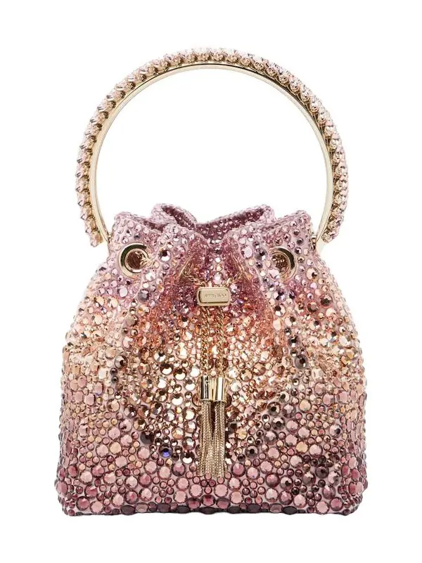 JIMMY CHOO Bon Bon Micro Embellished Bucket Bag - Pink