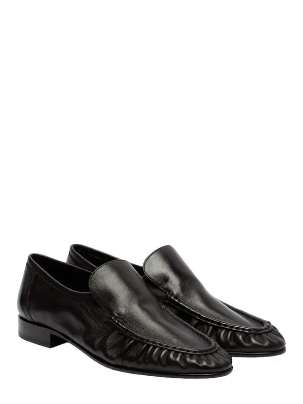 THE ROW Soft Leather Loafers - Black