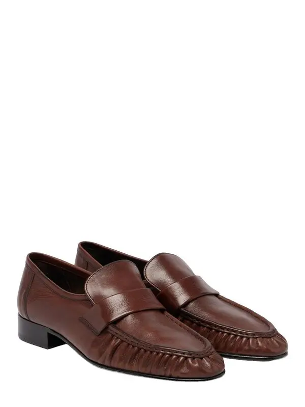 THE ROW Soft Leather Loafers - Brown