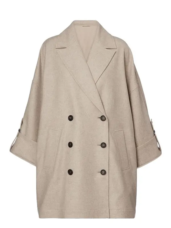Brunello Cucinelli Oversized Wool Coat - Beige