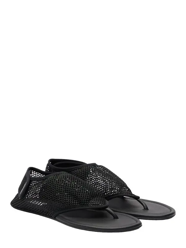 Alaïa Fishnet Thong Sandals - Black