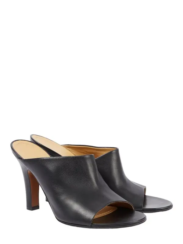 THE ROW Signum 90 Leather Mules - Black
