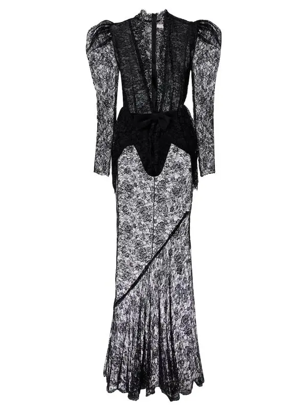 Alessandra Rich Lace Gown - Black