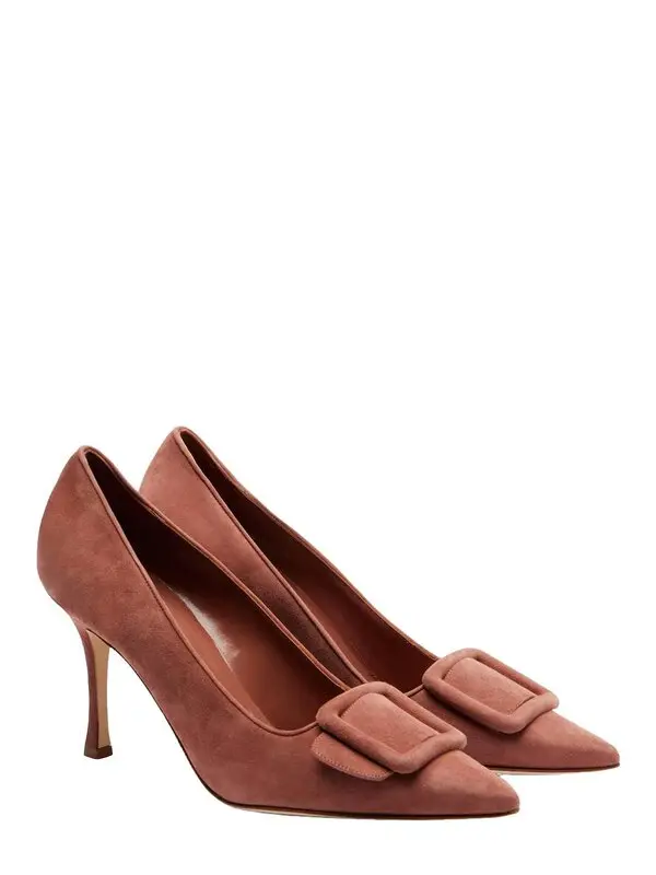 Manolo Blahnik Maysale 90 Suede Pumps - Brown