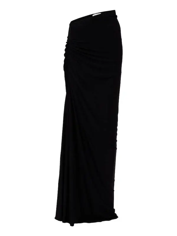 Alaïa Gathered Jersey Maxi Skirt - Black