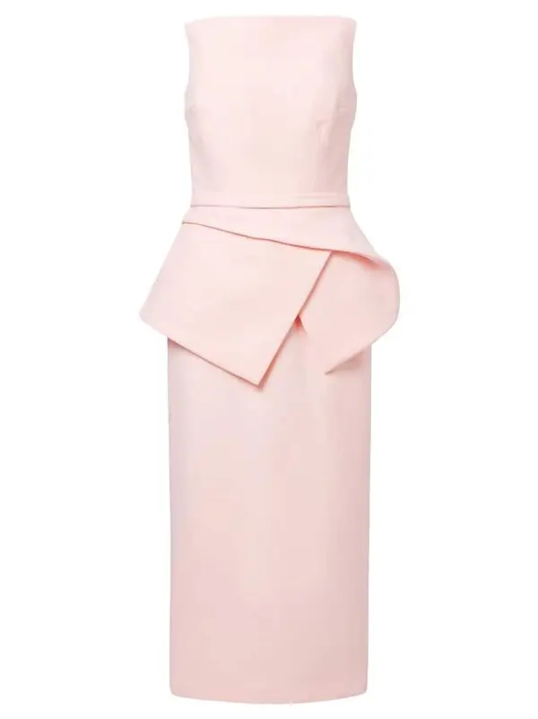 Safiyaa Belted Crêpe Midi Dress - Pink