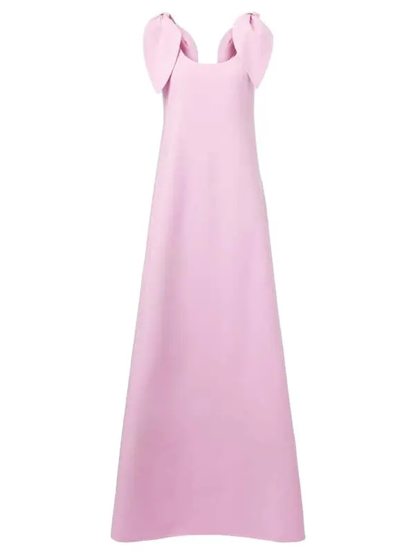 Oscar De La Renta Bow-detail Wool-blend Maxi Dress - Pink