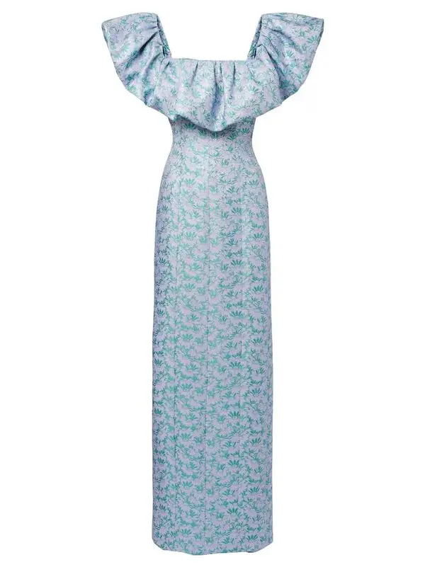 MARKARIAN Rowan Floral Brocade Gown - Blue