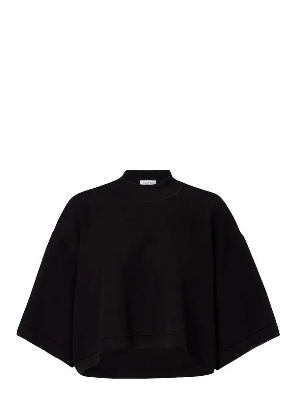 Alaïa Cropped Cotton-blend T-shirt - Black