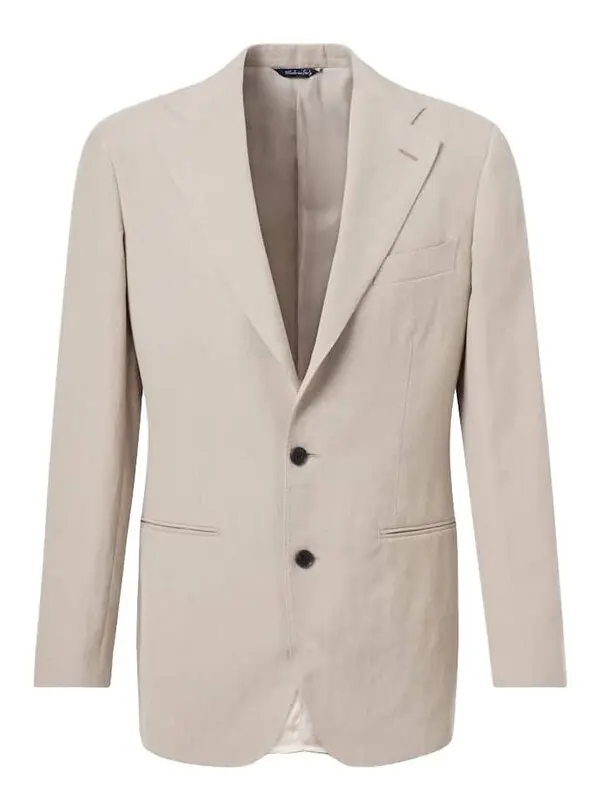 SAMAN AMEL Single-breasted Linen Suit Jacket - Beige