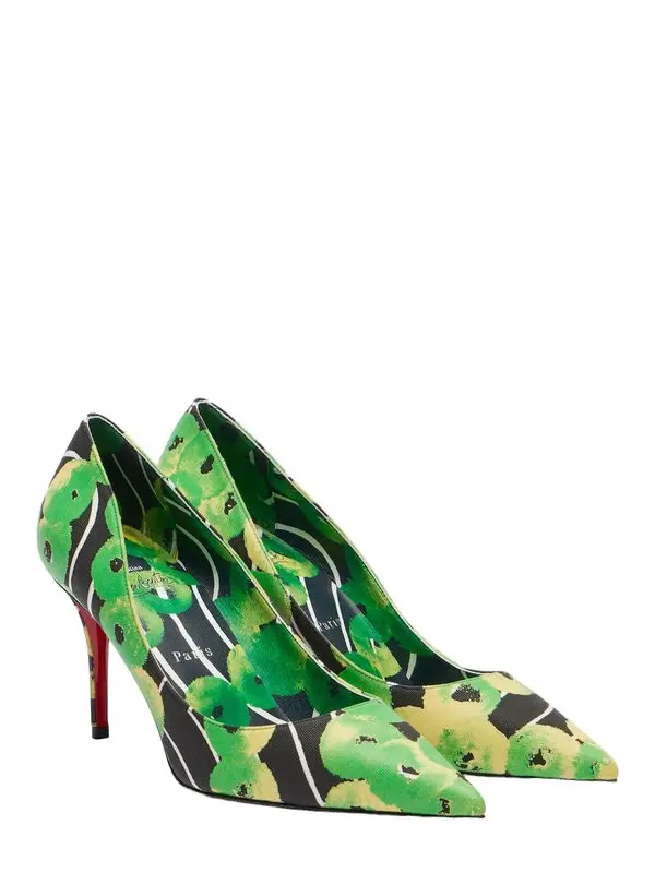 CHRISTIAN LOUBOUTIN Miss Z 80 Printed Satin Pumps - Green