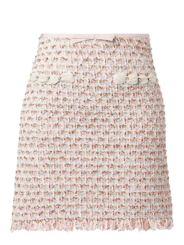 Valentino Garavani Embellished Tweed Miniskirt - Multicoloured