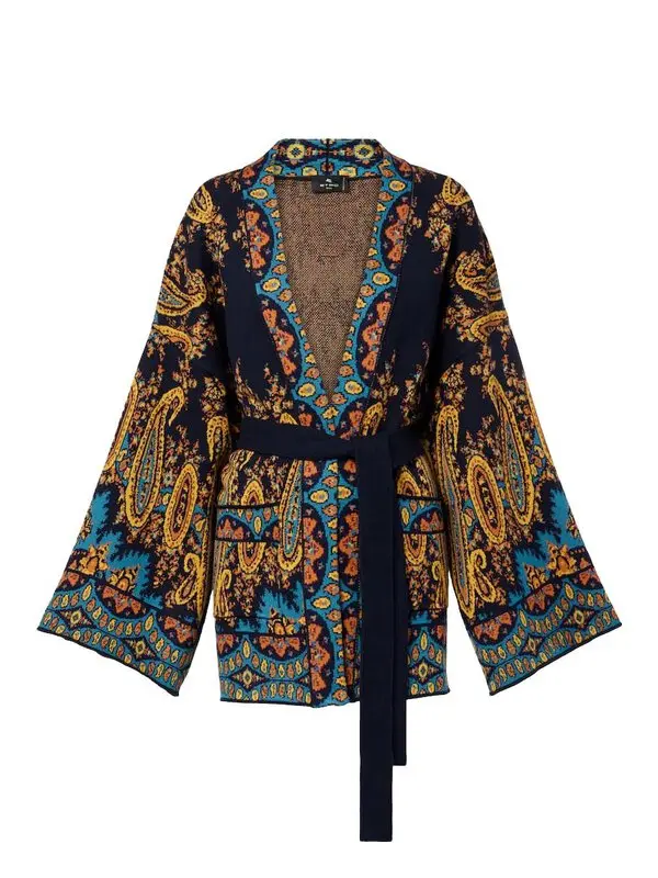 Etro Jacquard Cotton-blend Wrap Cardigan - Multicoloured