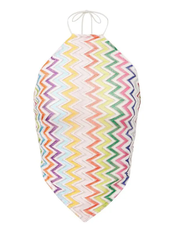 Missoni Zigzag Knitted Open-back Halterneck Top - Multicoloured