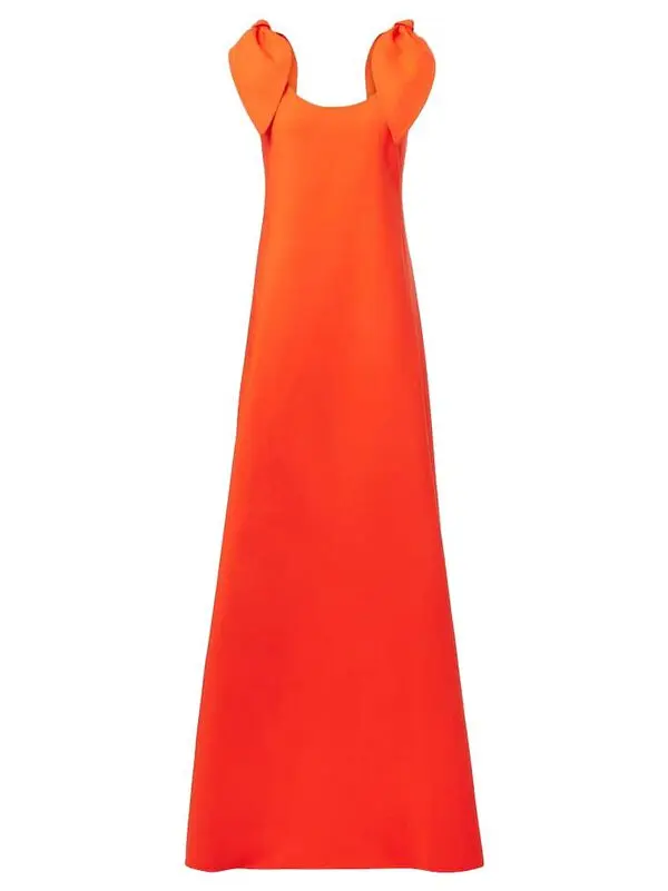 Oscar De La Renta Bow-detail Wool-blend Gown - Red