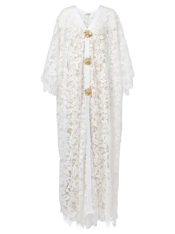 Oscar De La Renta Lace Guipure Maxi Dress - White
