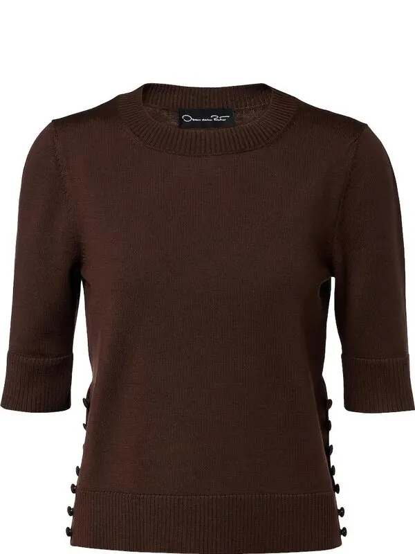 Oscar De La Renta Virgin Wool Crewneck Sweater - Brown