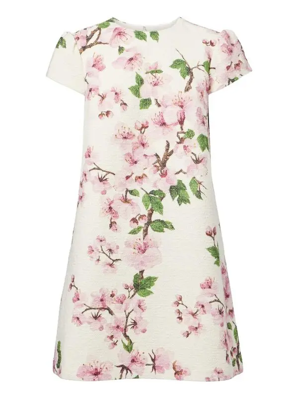 Oscar De La Renta Floral Cotton-blend Tweed Minidress - White