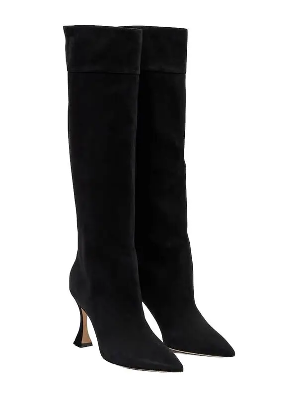 Manolo Blahnik Miralone 90 Suede Knee-high Boots - Black