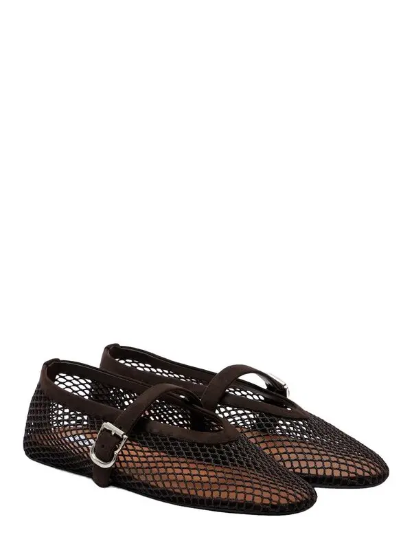 Alaïa Suede-trimmed Mesh Ballet Flats - Brown