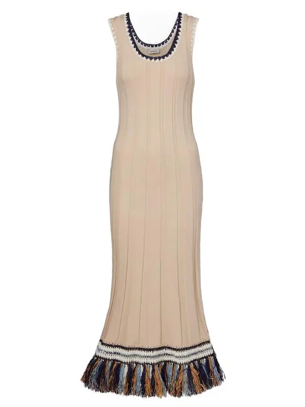 Simkhai Julianna Cotton And Cashmere Midi Dress - Beige